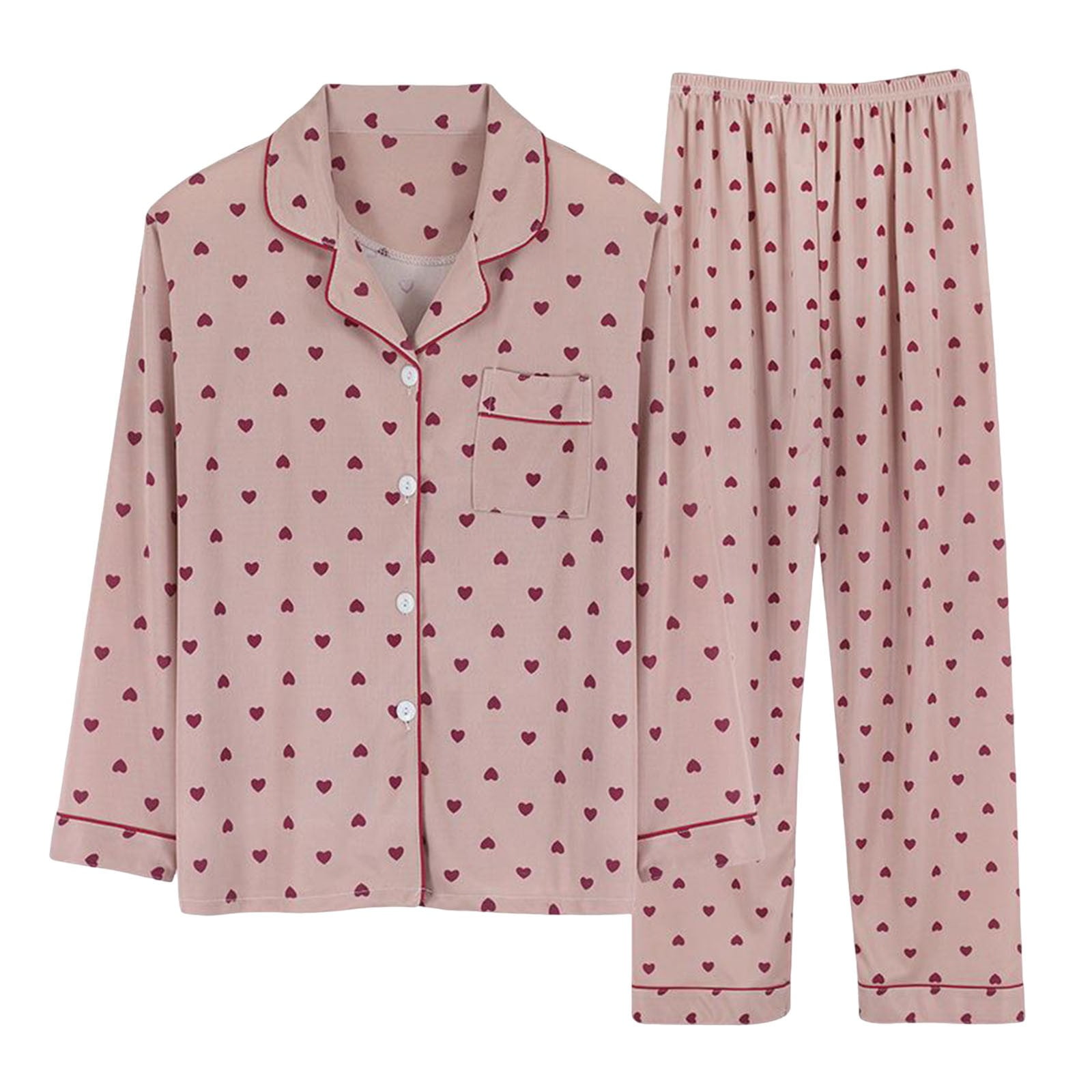 Oalirro Womens Pajamas Set Casual Long Sleeve Top with Long Pants ...