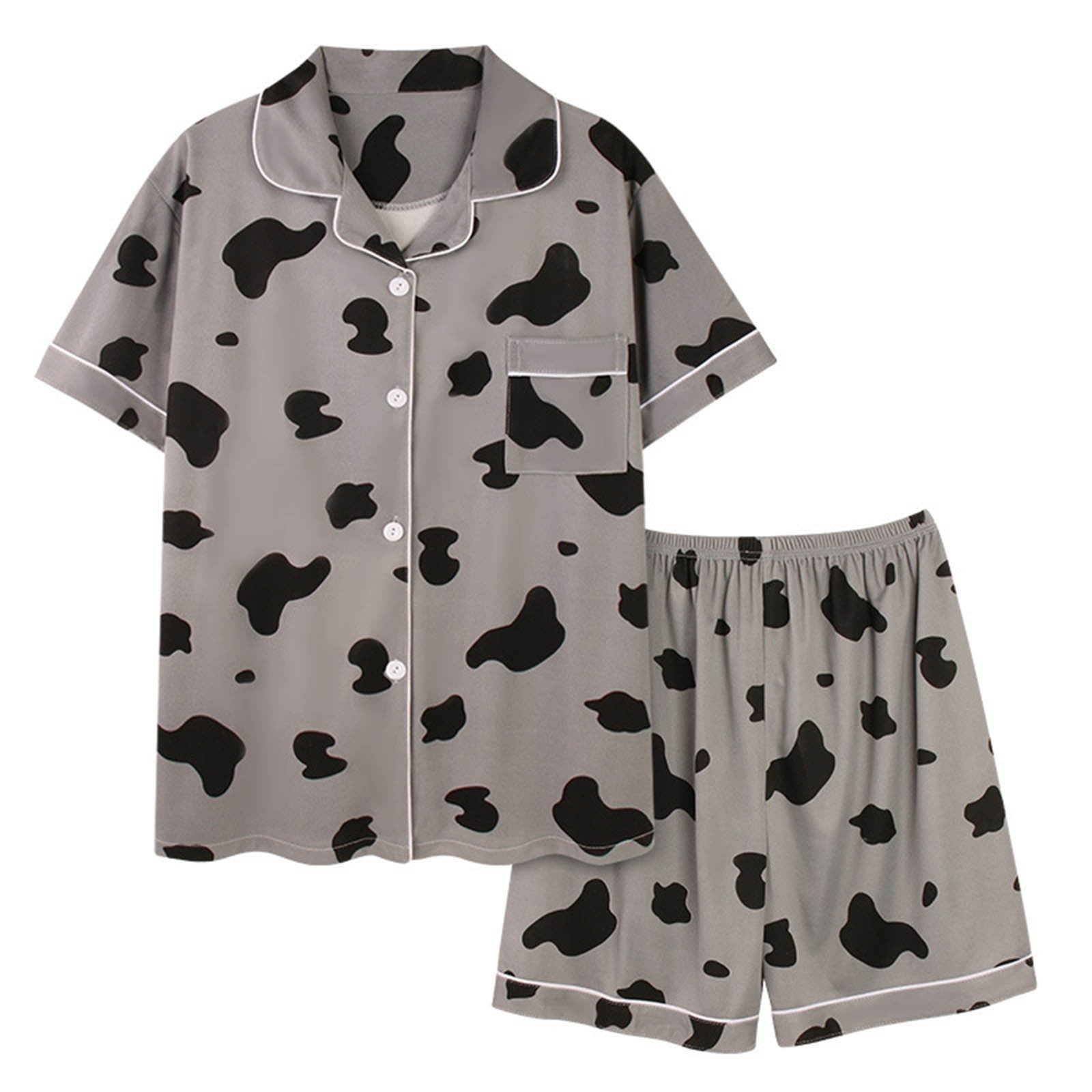 Oalirro Womens Pajamas Set Casual Short Sleeve Top with Shorts Homewear ...