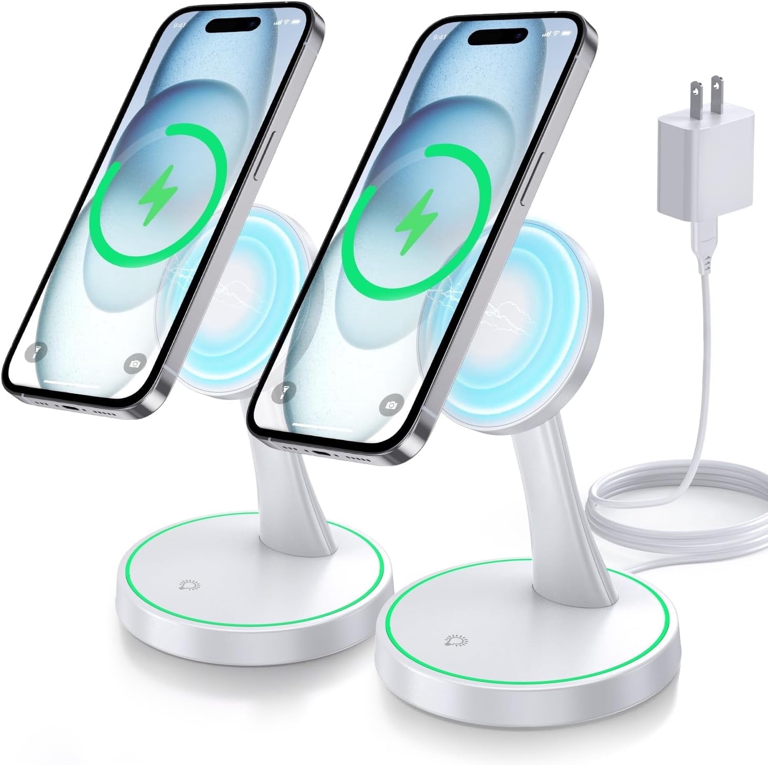 Oandys 2 Pack Magnetic Wireless Charger Stand 15W Fast Mag-Safe Charger ...