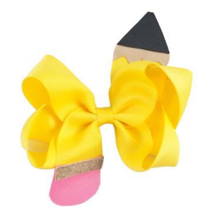 Oaoleer Back to School Yellow Pencil Bows Hair Clips for Girls Toddler ...