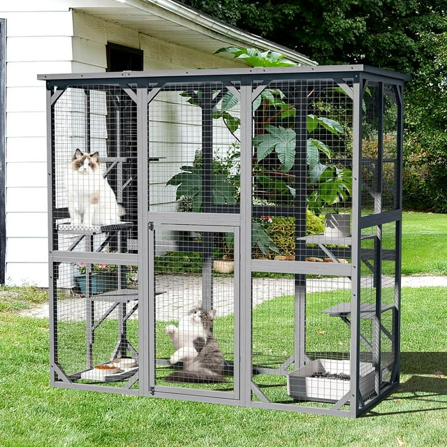 Oarlike Catio Outdoor Cat Enclosure Large Cat House w/Platforms Sturdy ...