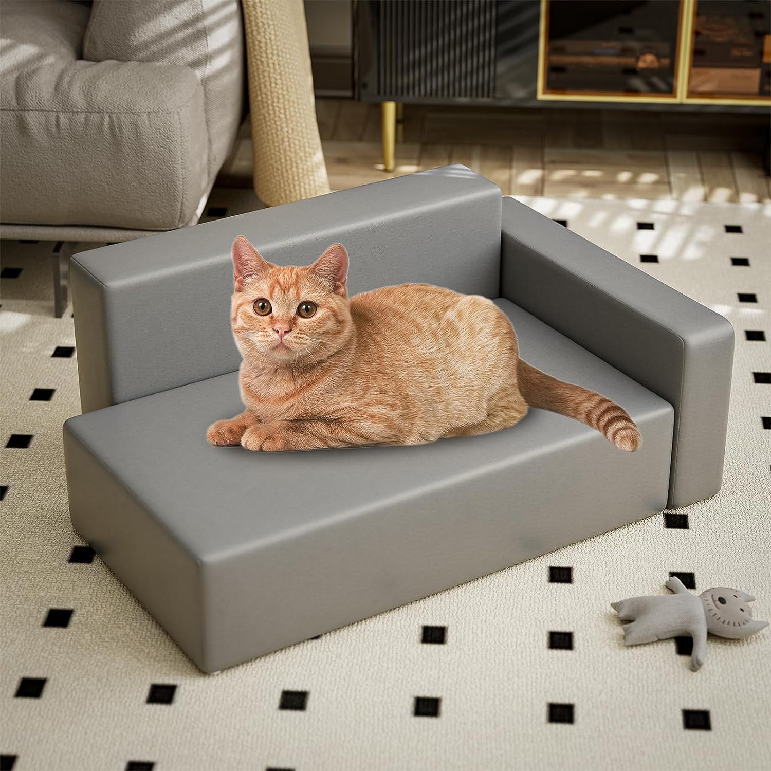 Oarlike Modern Pet Sofa PU Leather 31” Waterproof Comfort Dog Couch for ...