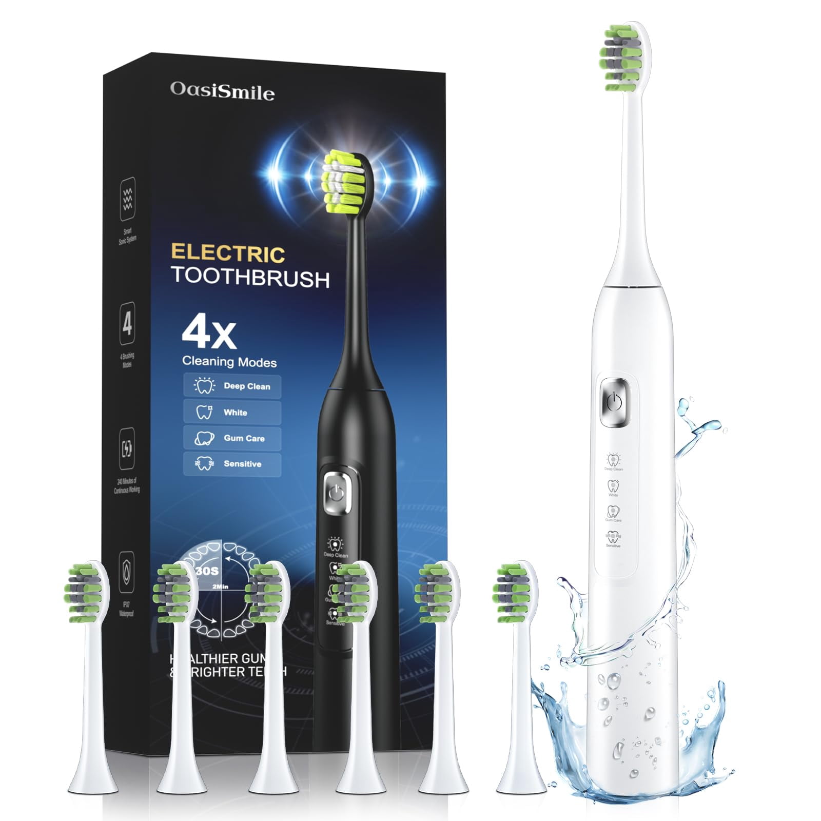 OasiSmile Sonic Electric Toothbrush for Adults, Rechargeable Travel ...