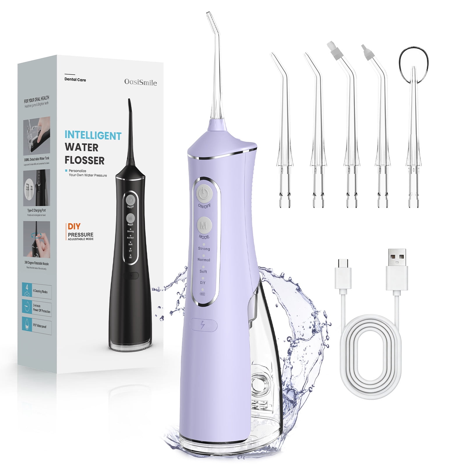 OasiSmile Water Flosser for Teeth Cleaning, Portable Cordless Dental ...