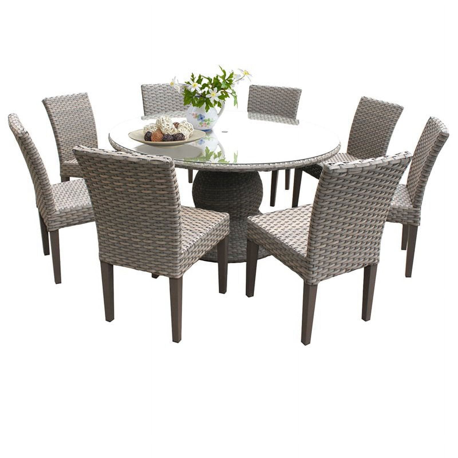 Oasis 60 Inch Outdoor Patio Dining Table with 8 Armless Chairs ...