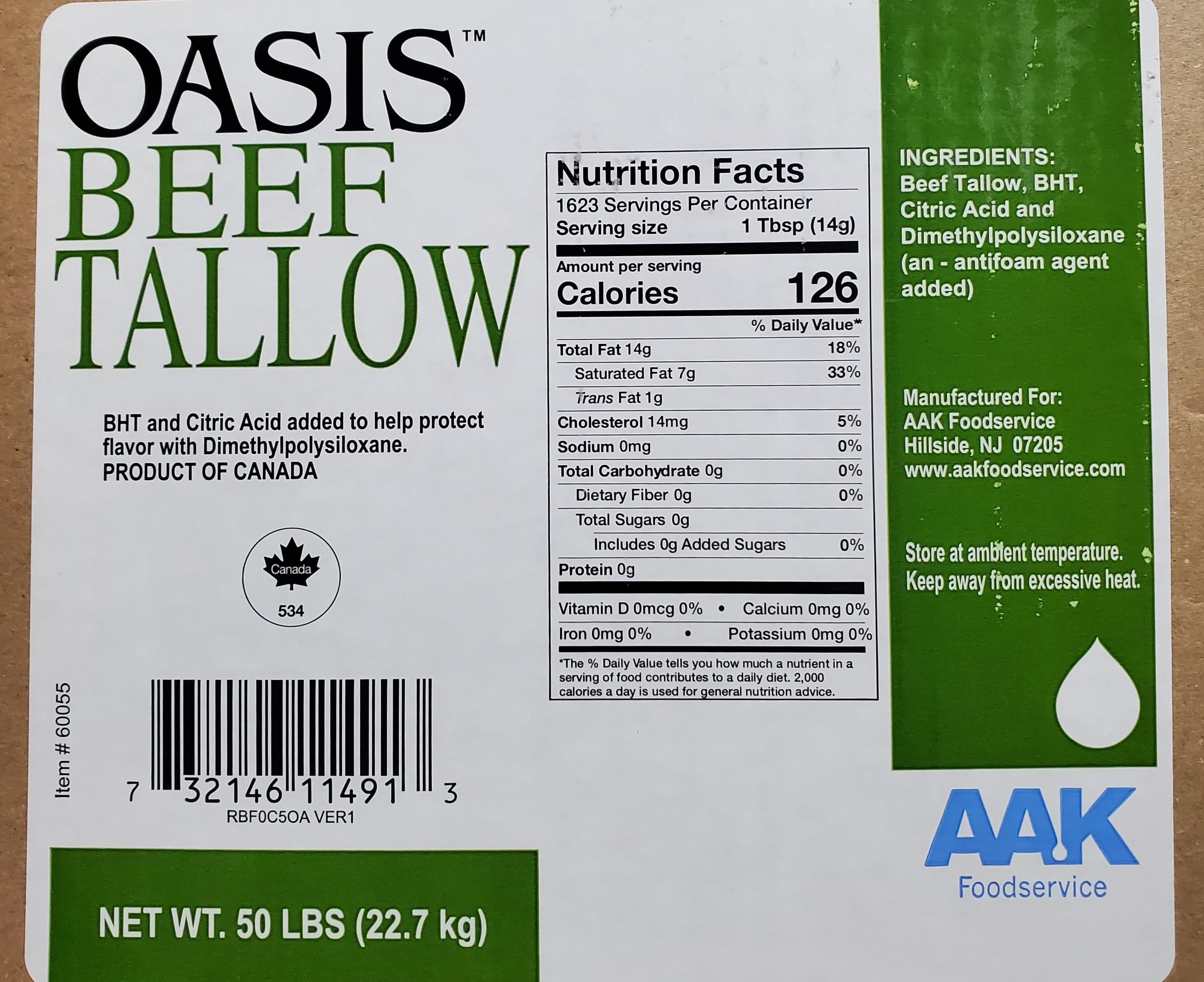 Beef Tallow 50 lb Bulk Foodservice Food Grade - Walmart.com