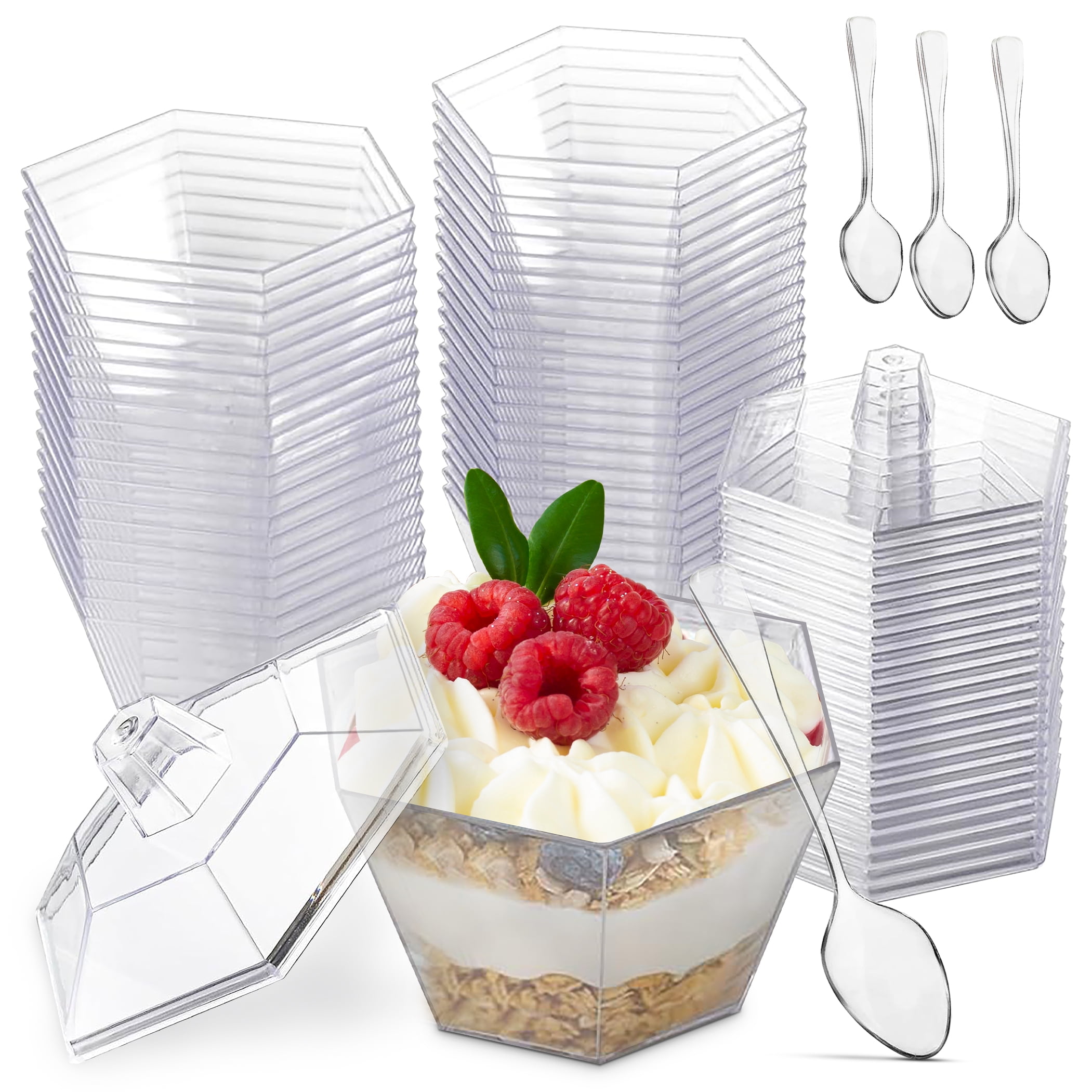 Oasis Creations Hexagonal Mini Bowl-Lids & Spoons Included- 3.3 ounce ...