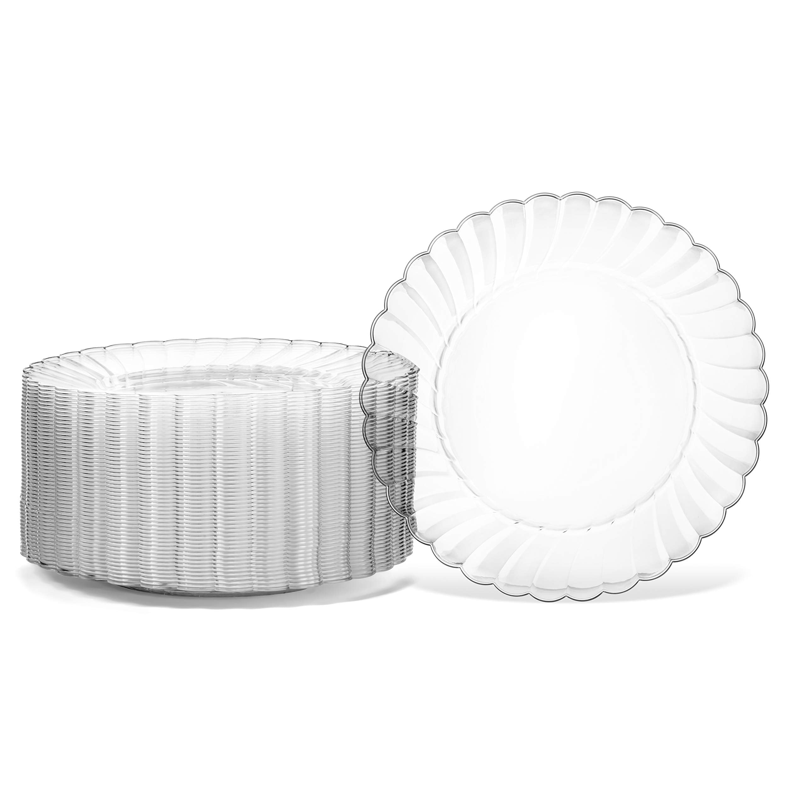 Oasis Creations Premium Hard Plastic Plate Set 100 x 6” Clear Round ...