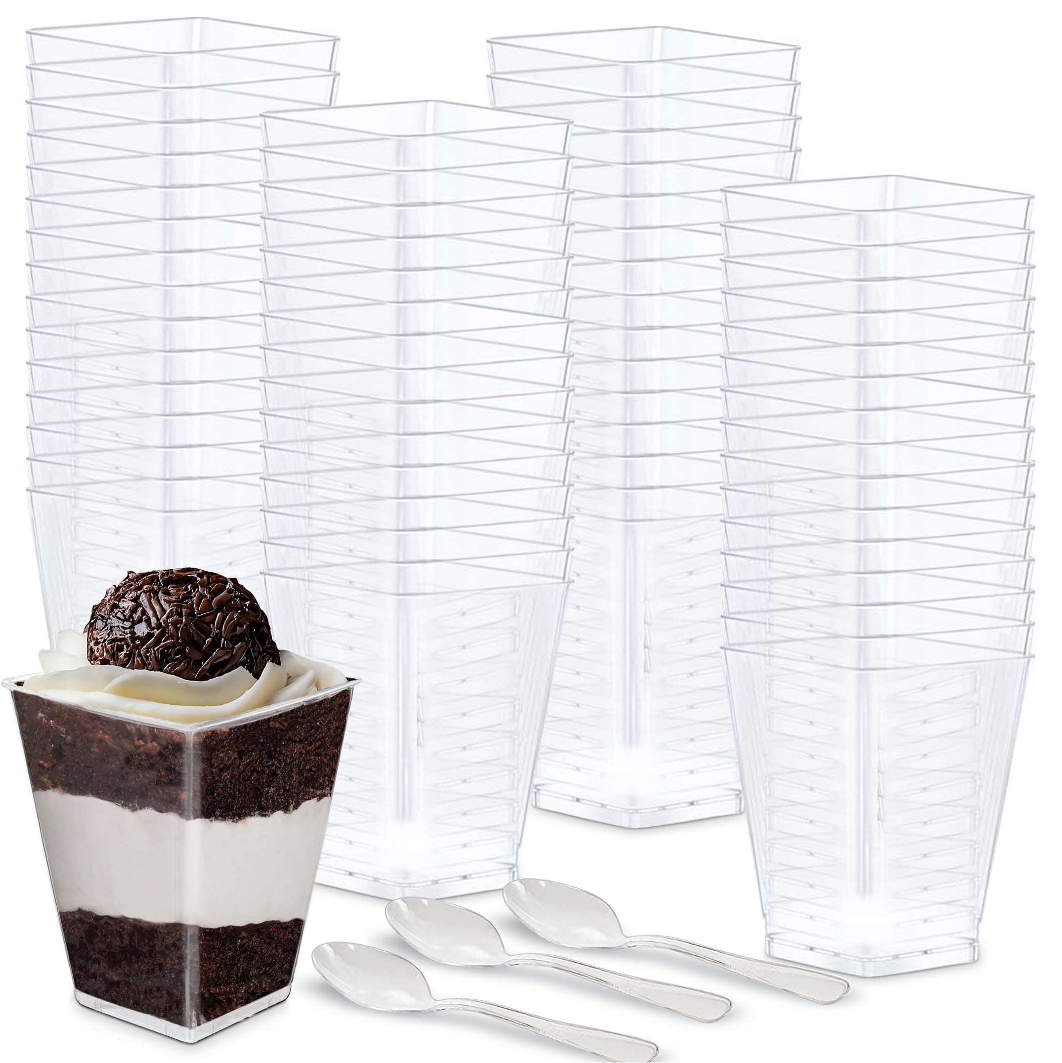 Oasis Creations Square Dessert Cup - 5.5 ounce - 50 Count - Spoons ...