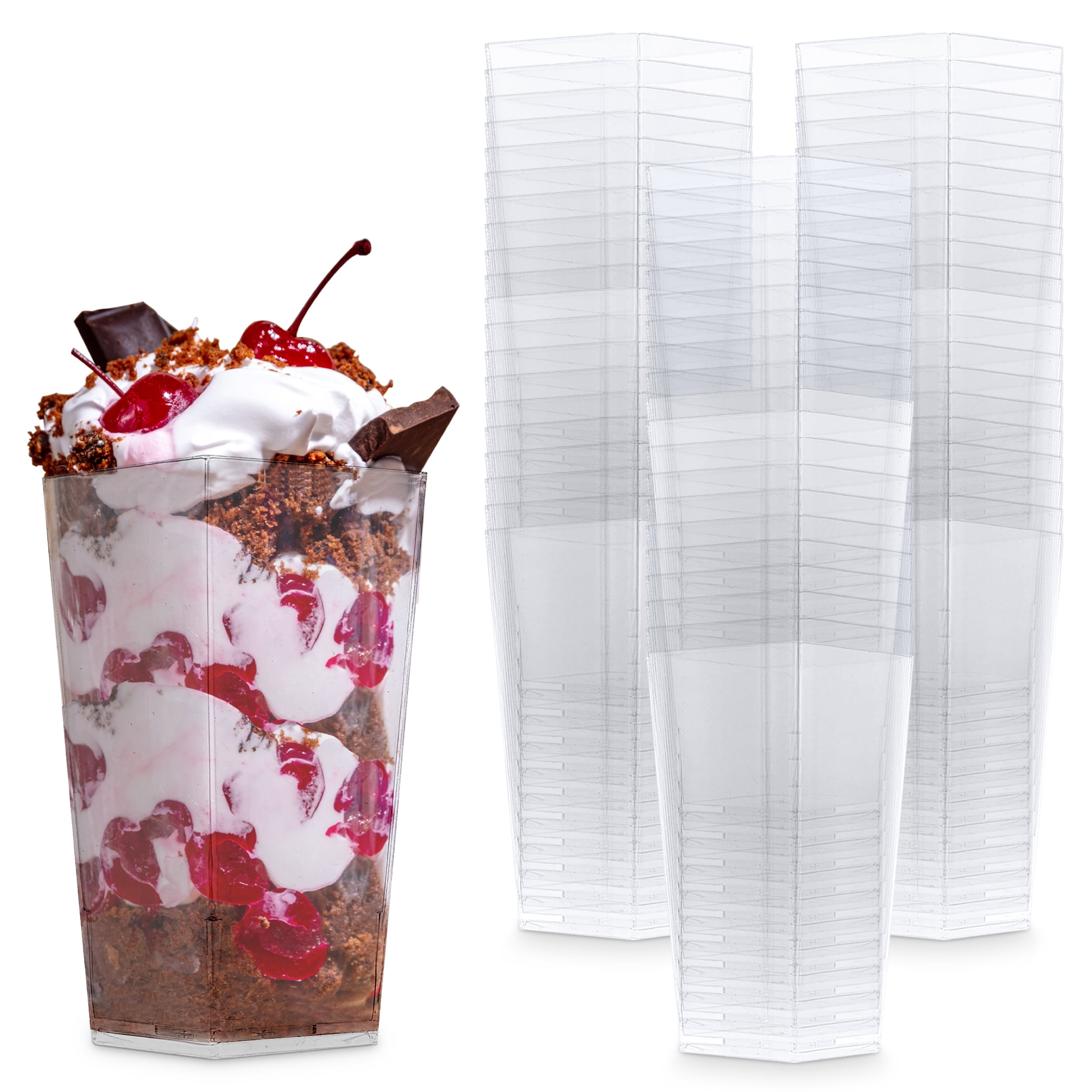 Oasis Creations Tall Square Dessert Cup 3 Ounce - Durable Crystal Clear ...