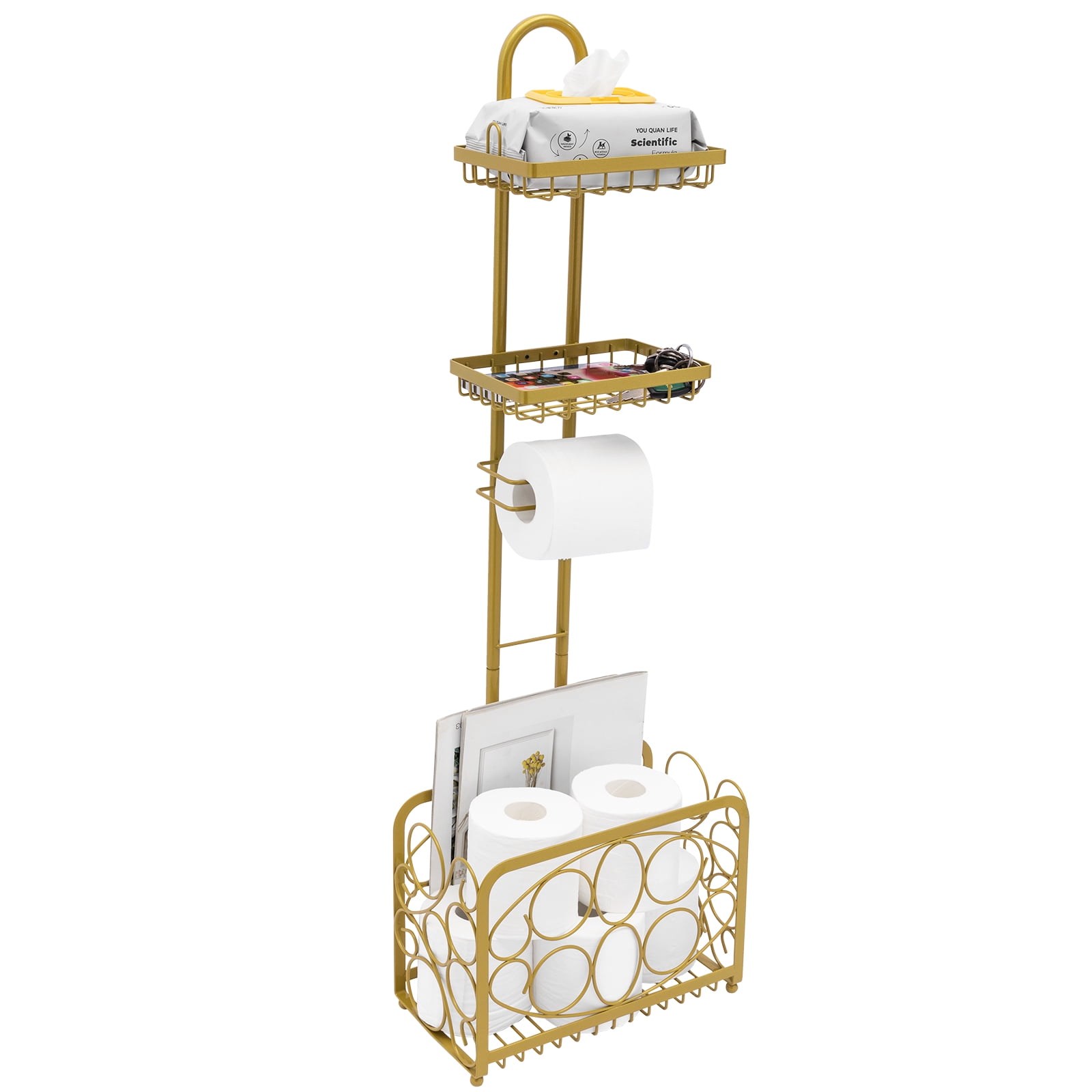 Oasis Creations Toilet Paper Holder Tissue Rack Stand with Magazine ...
