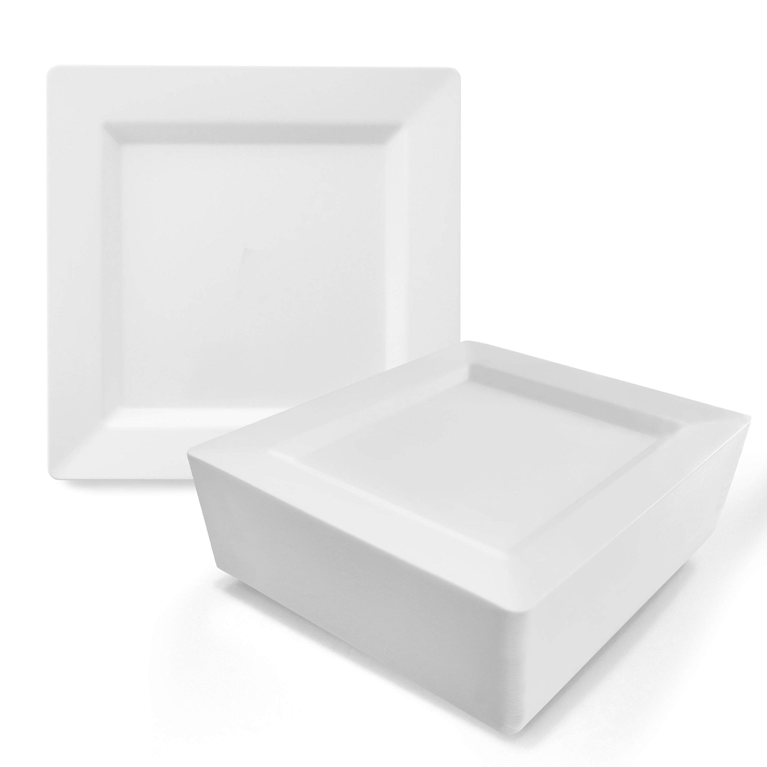 Oasis Creations White Square Plates Set 10" - 50 count - Premium Hard ...