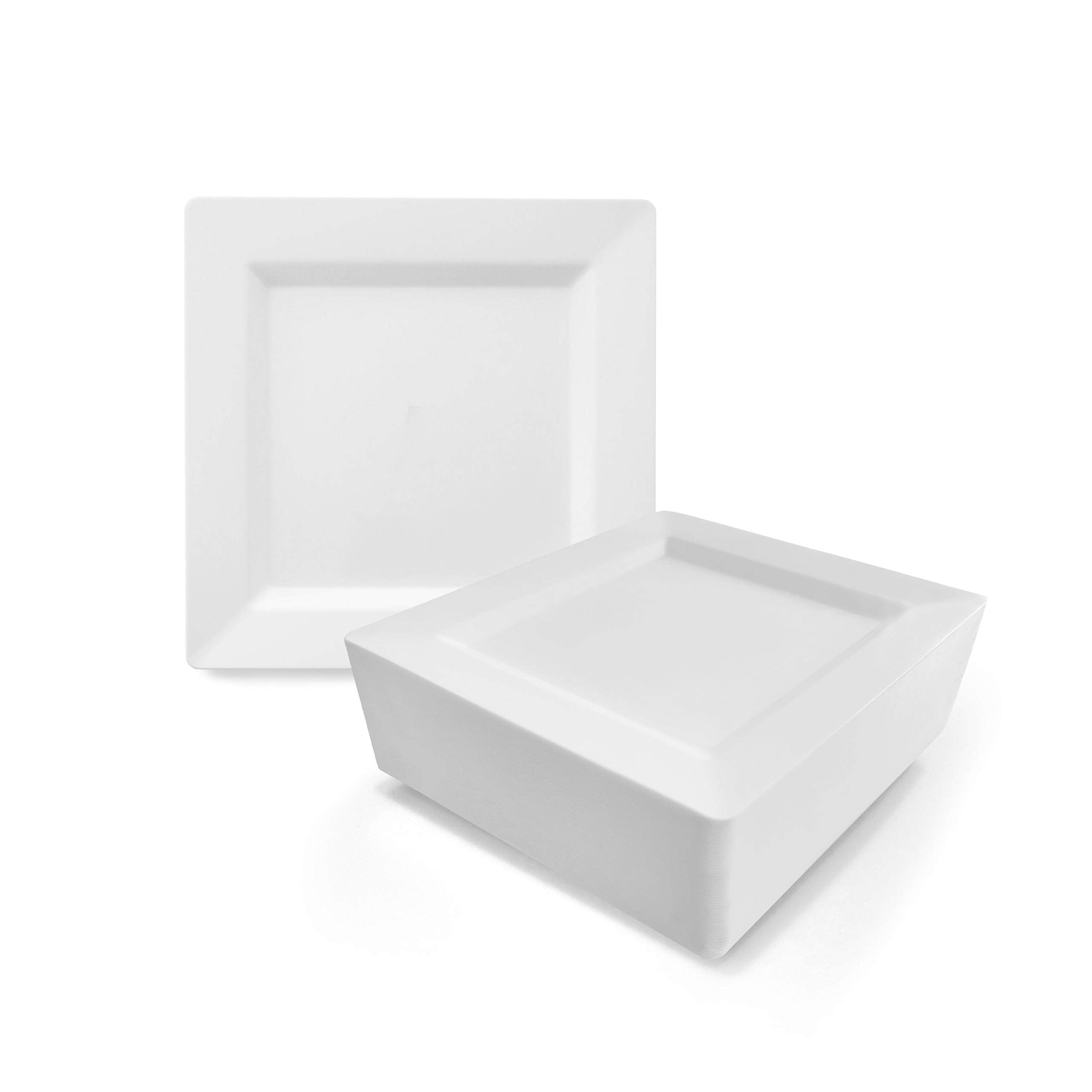 Oasis Creations White Square Plates Set 7.25" - 50 count - Premium Hard ...