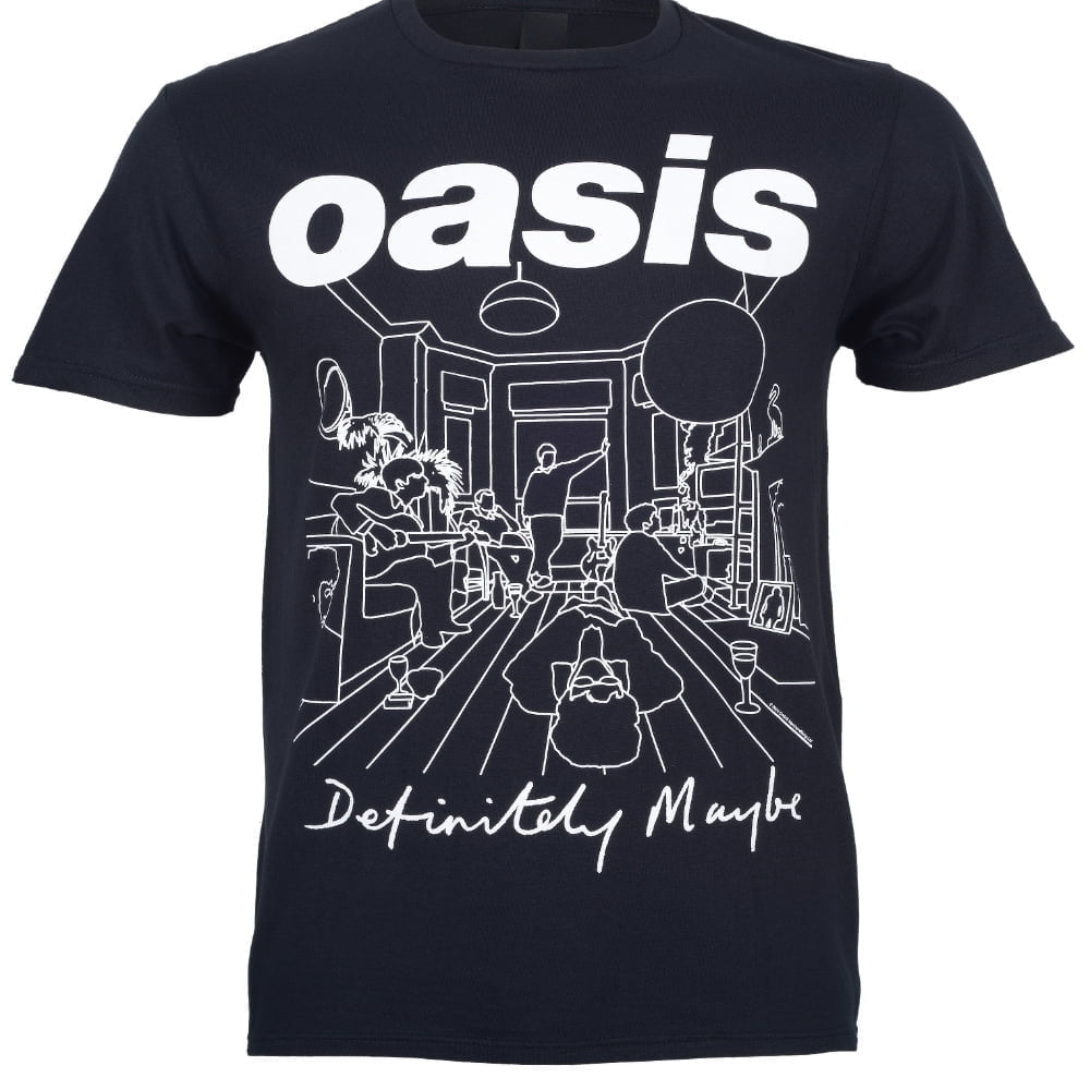 Oasis "Definitely Maybe" Line Drawing Graphic T-Shirt - Black Cotton ...