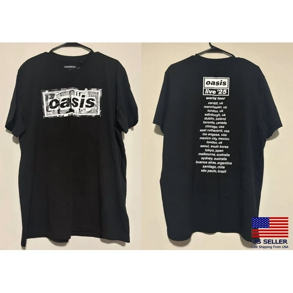 Oasis Live 25 Tour T-Shirt Box Logo UK Design With Tour Dates 2025 All ...