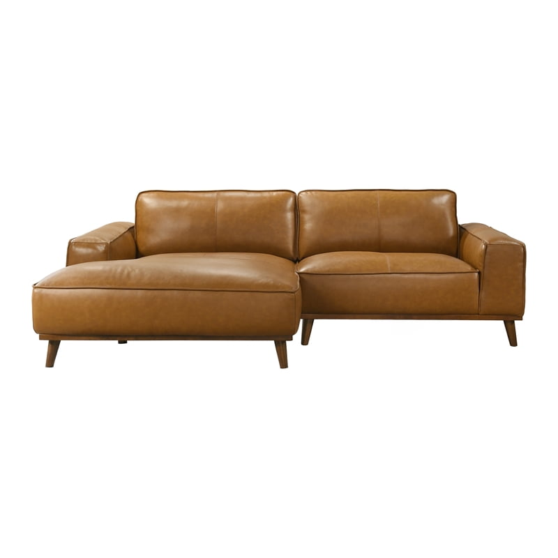 Oasis Modern Design Top Grain Leather Sectional Sofa in Tan - Walmart.com