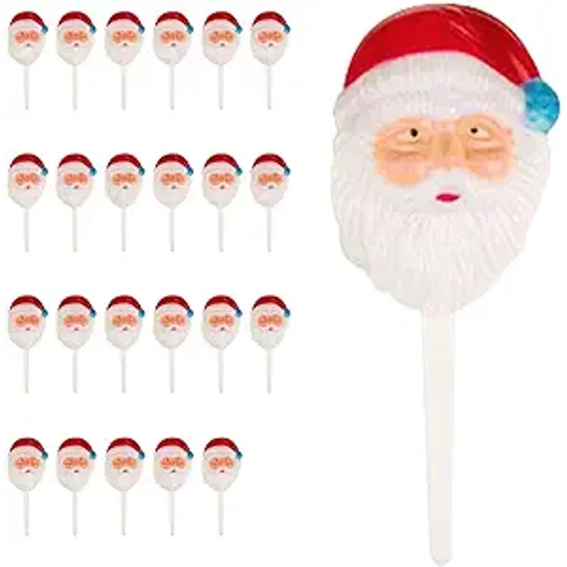 Oasis Supply - 24 Christmas Cupcake Cake Toppers Santa Claus Head Picks ...