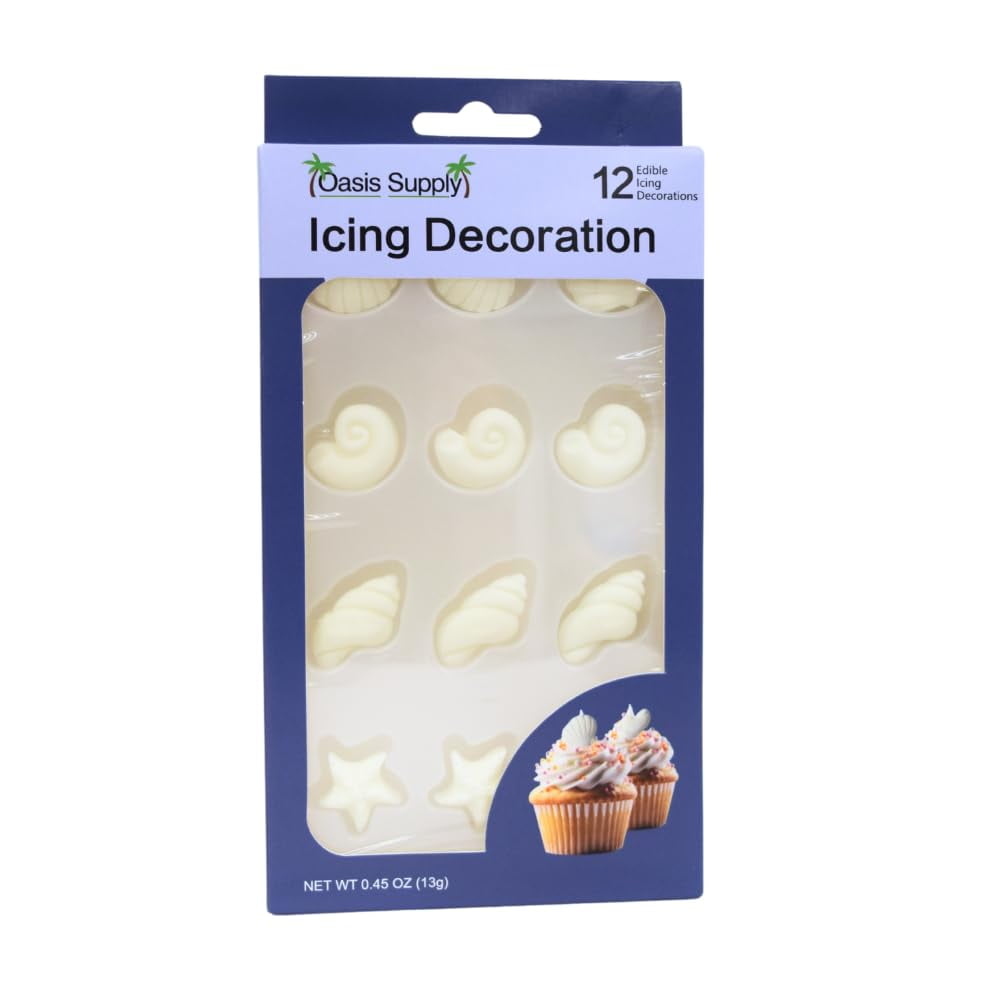 Oasis Supply Seashells and DEF29 Starfish Sugar Decorations, Cupcake ...