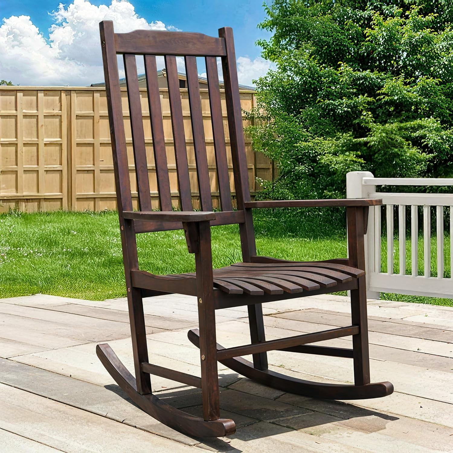 Oasis Wooden Rocking Chair – Classic Outdoor Rocking Chair for Patio ...