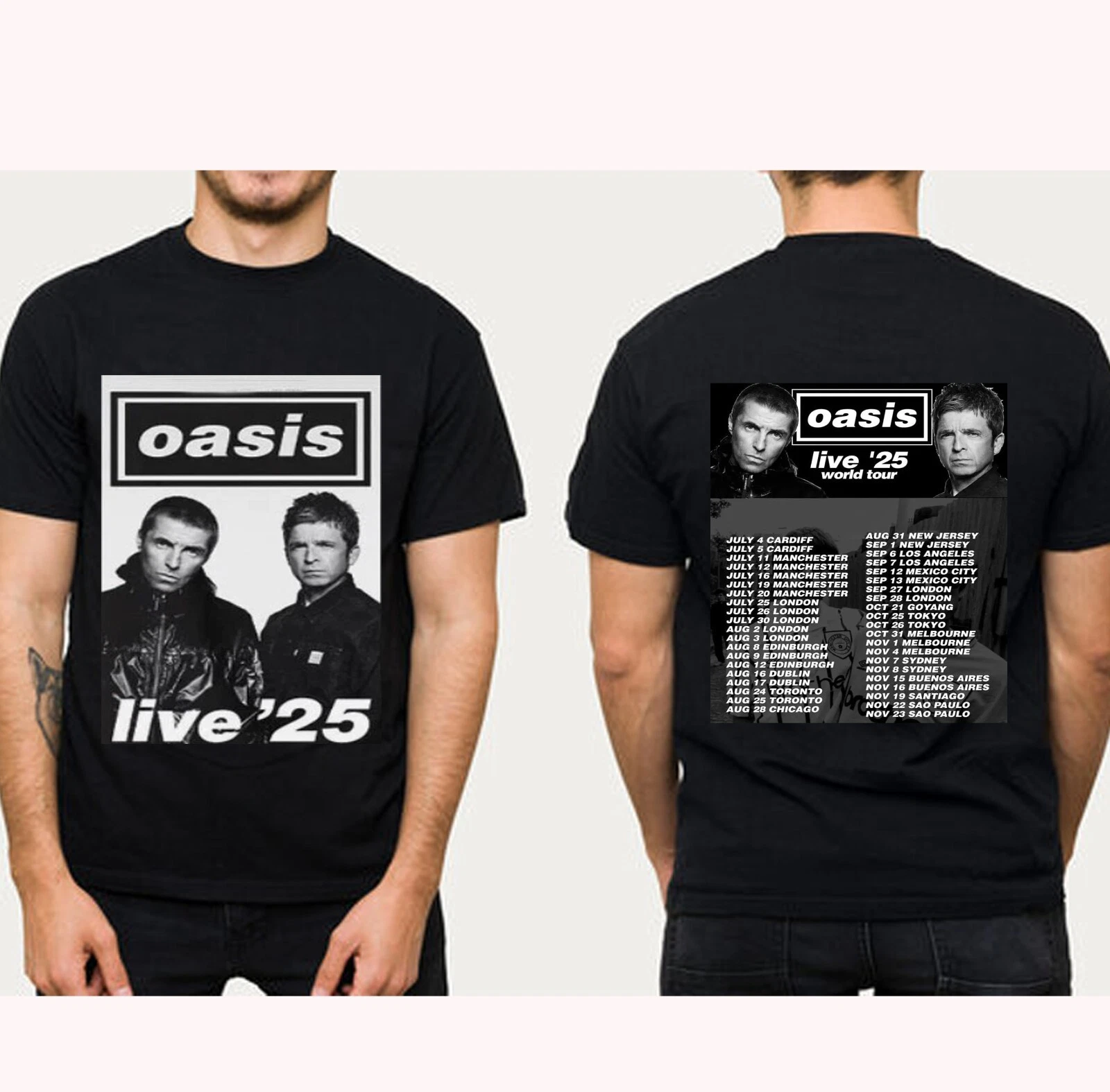 Oasis - World Tour 2025 Two Sided T-Shirt,Black Color,Size M - Walmart.com