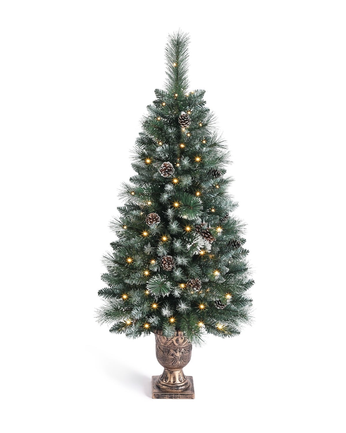 OasisCraft 4FT Pre-lit Artificial Christmas Tree with Flowerpot Base ...