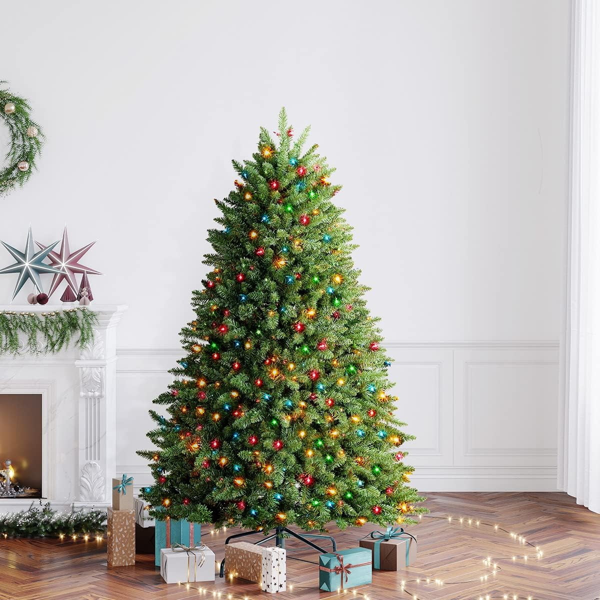 OasisCraft 6ft Pre-Lit Spruce Christmas Tree with 500 Color Lights ...