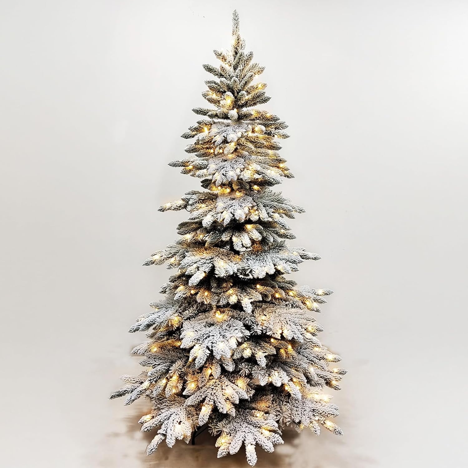 OasisCraft 9ft Pre-Lit Mountain Pine Snow Flocked Artificial Christmas ...