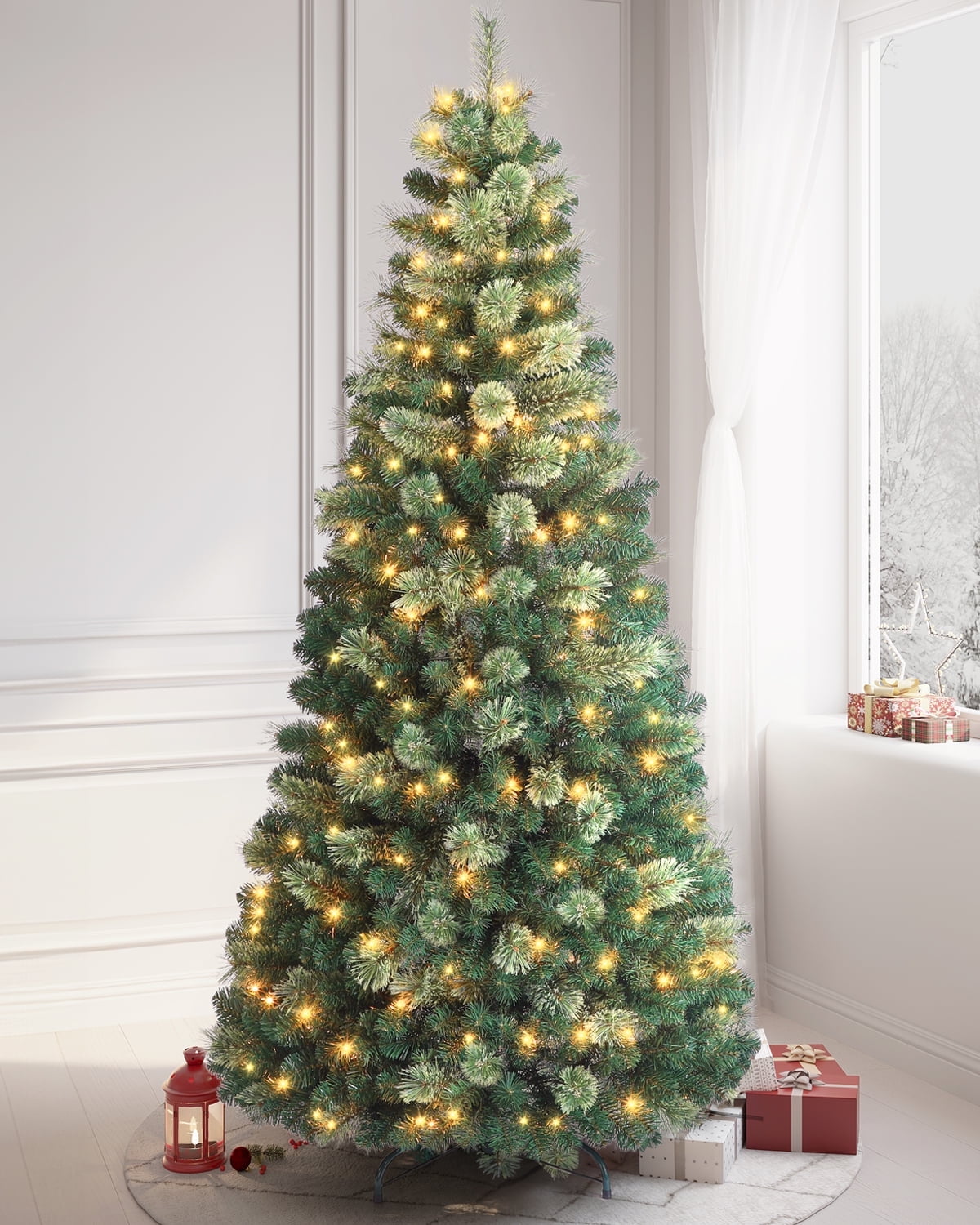 OasisCraft 6FT Pop Up Christmas Tree, Prelit with 200 Lights, Snow ...