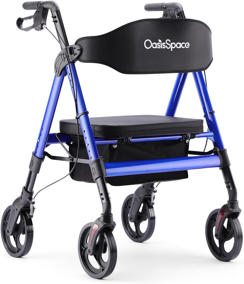 OasisSpace Heavy Duty Rollator Walker - Large Seat for Seniors ...