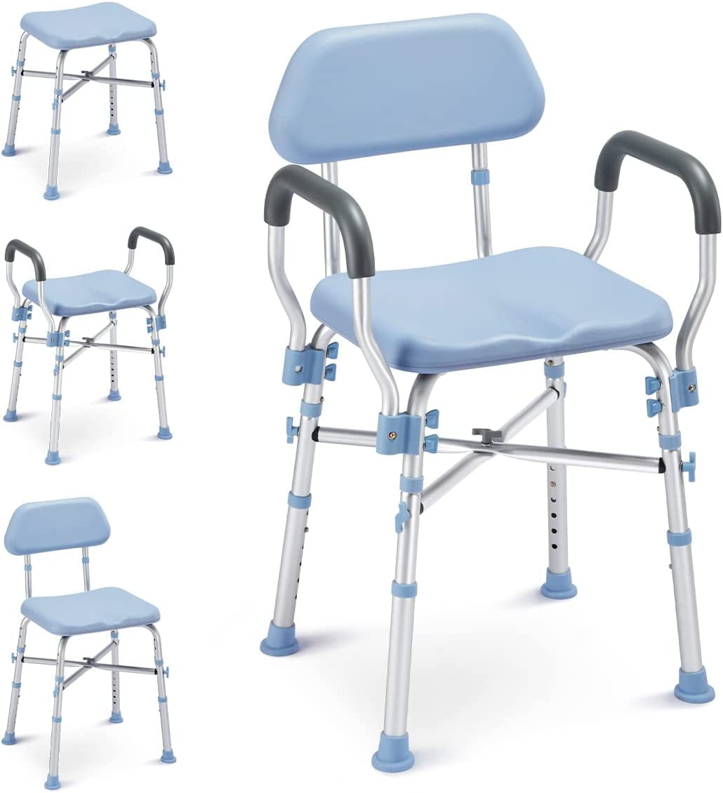 OasisSpace Heavy Duty Shower Chair with Back - Padded, Anti-Slip, Tool ...