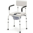 OasisSpace Padded Beside Commode Chair Drop 3 in 1 Commode Shower Seat for Toilet with Arms ...