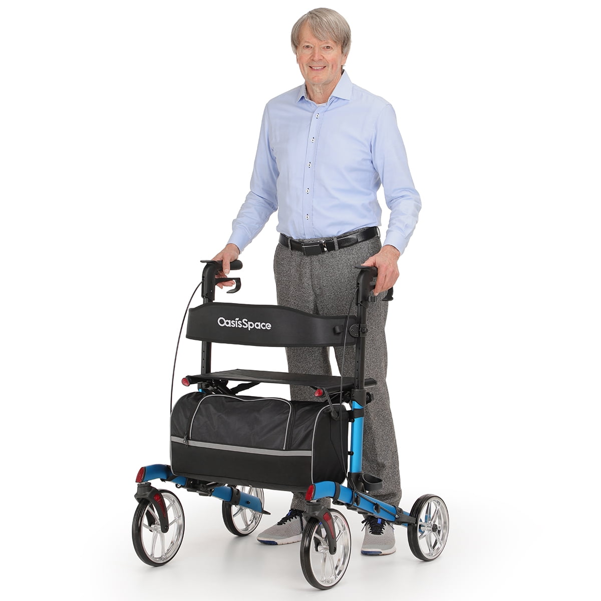 OasisSpace Rollator Walker with Seat 450 lbs - Heavy Duty Walker Extra ...