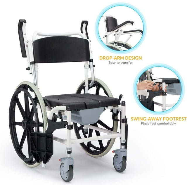 OasisSpace Shower Wheelchair Commode - Medical Bath Transfer Chair for ...