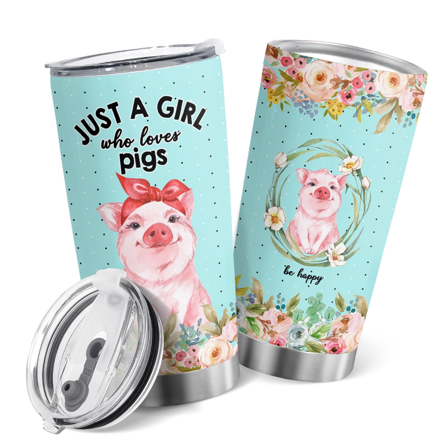 Oasisdream Just a Girl Who Loves Pigs Tumbler 20oz Stainless Steel ...