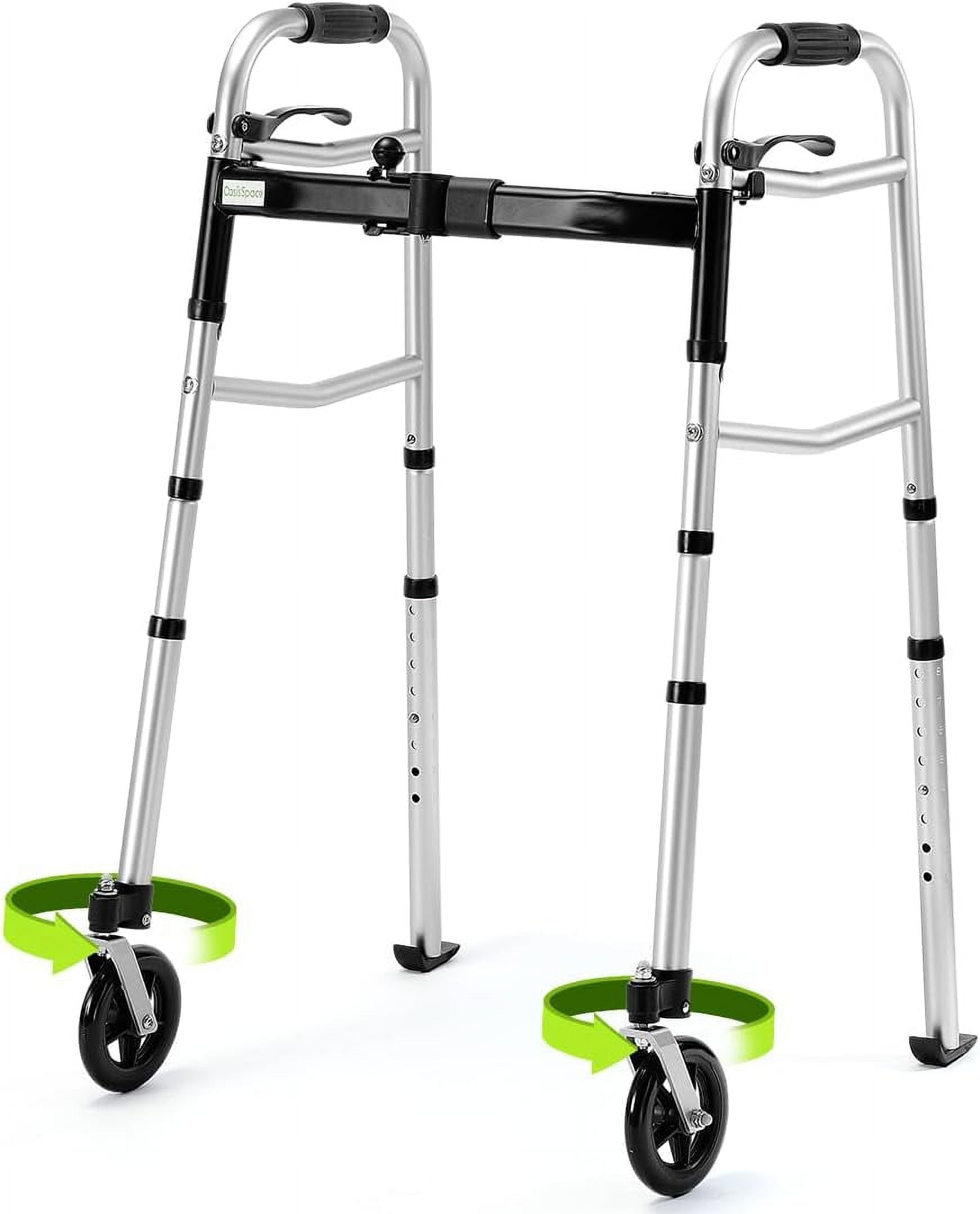 Zler Folding Walker for Elderly, Trigger Release, 5inch Wheels ...