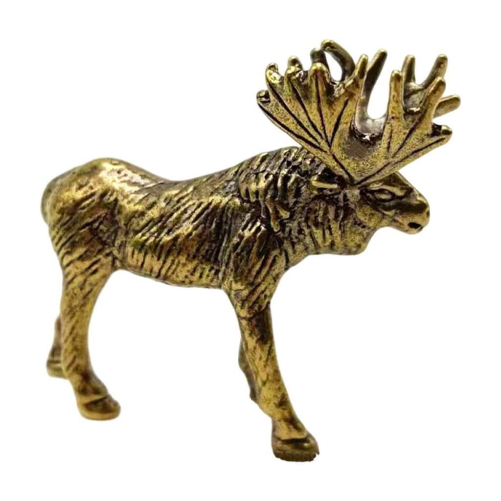 Oasiva Antique Look Brass Moose Figurine Vintage Elk Miniature ...