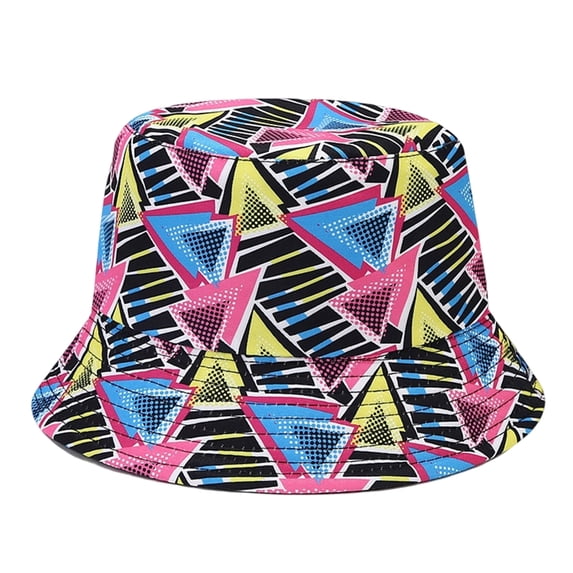 Oasiva Double Side Bucket Hat Cloche Hat 80s 90s Bucket Hat Geometric ...