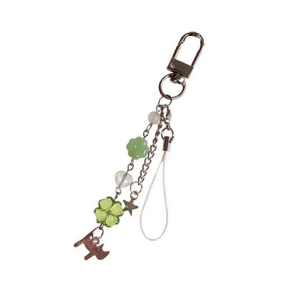 Oasiva Handmade Cat Charm Keyring with Four Leaf Clovers Colorful ...
