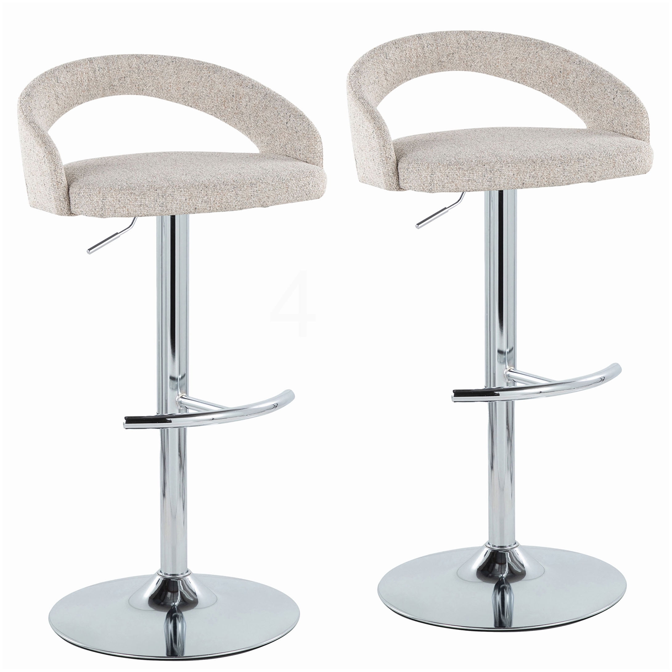 Oat Fabric Adjustable Swivel Bar Stools, Set of 2 Chrome Counter Height ...