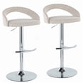 Oat Fabric Adjustable Swivel Bar Stools, Set of 2 Chrome Counter Height ...