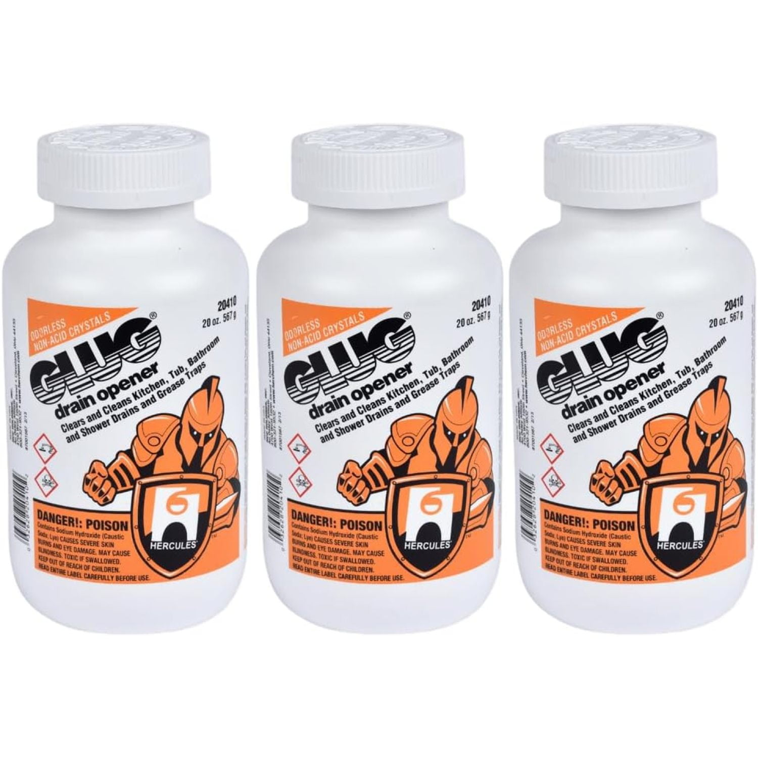 Oatey 20410 Hercules Glug Crystals Drain Opener, 20 oz (Pack of 3 ...
