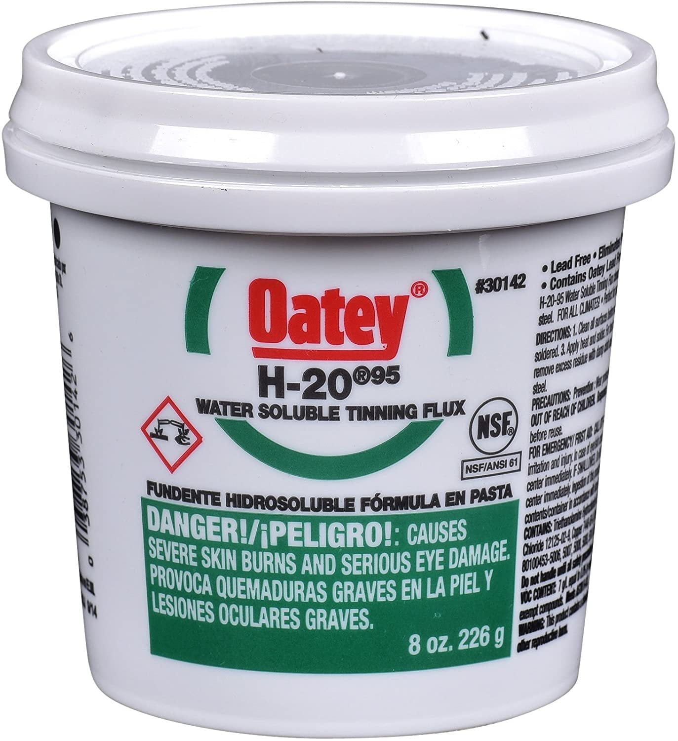 Oatey H-20 95 8 Oz. Water Soluble Tinning Flux, Paste 30142 - Walmart.com
