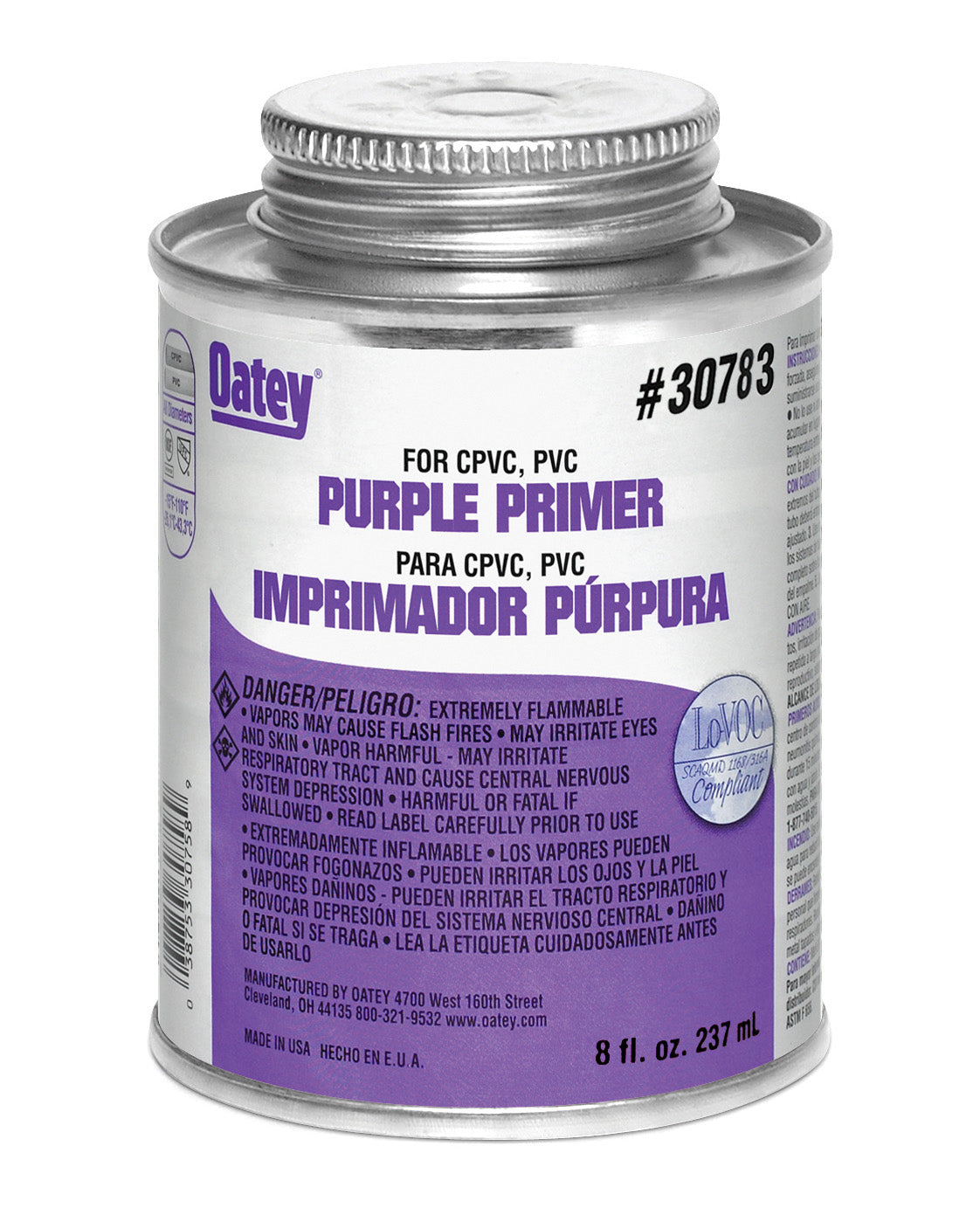 Oatey 30783 PVC/CPVC Purple Primer/Cleaner, 8 Oz, Purple, Each ...