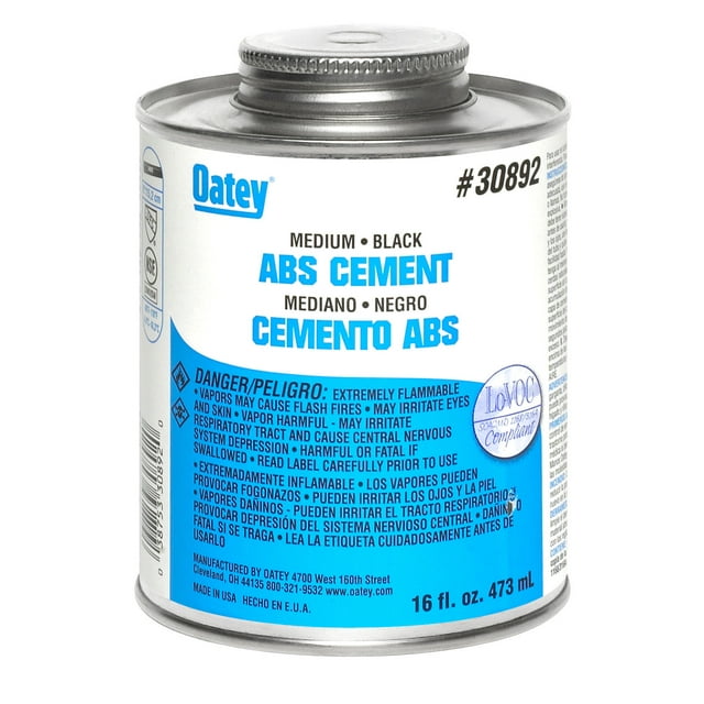 Oatey 30892 ABS Medium Solvent Cement, 16 Oz, Black, Each - Walmart.com