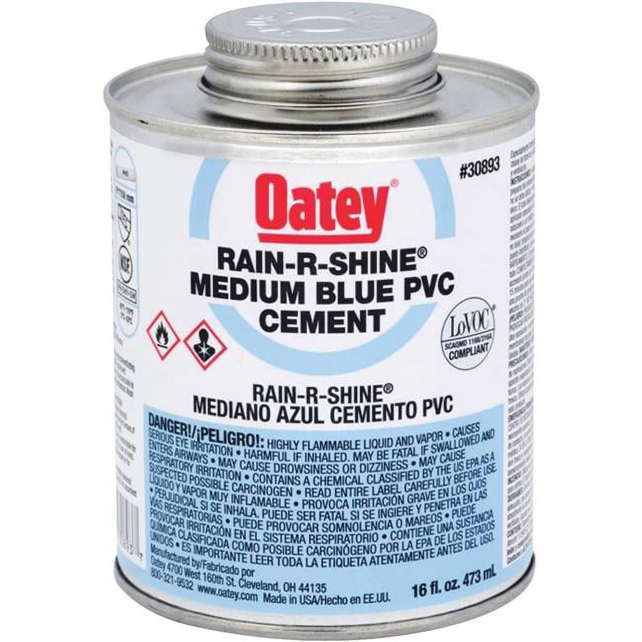 Oatey 30893 Rain-R-Shine PVC Solvent Cement, 16 Oz, Blue - Walmart.com