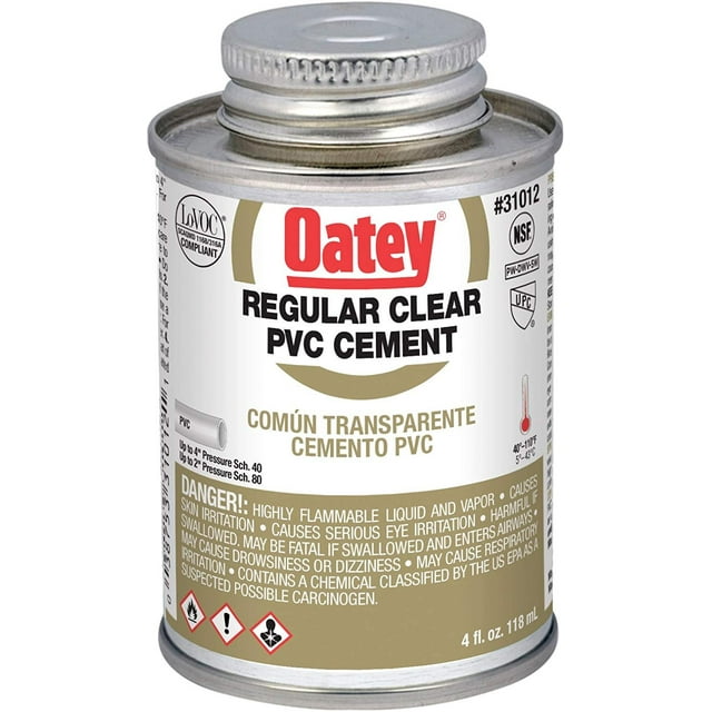 Oatey 31012 PVC Regular Cement, Clear, 4-Ounce - Walmart.com