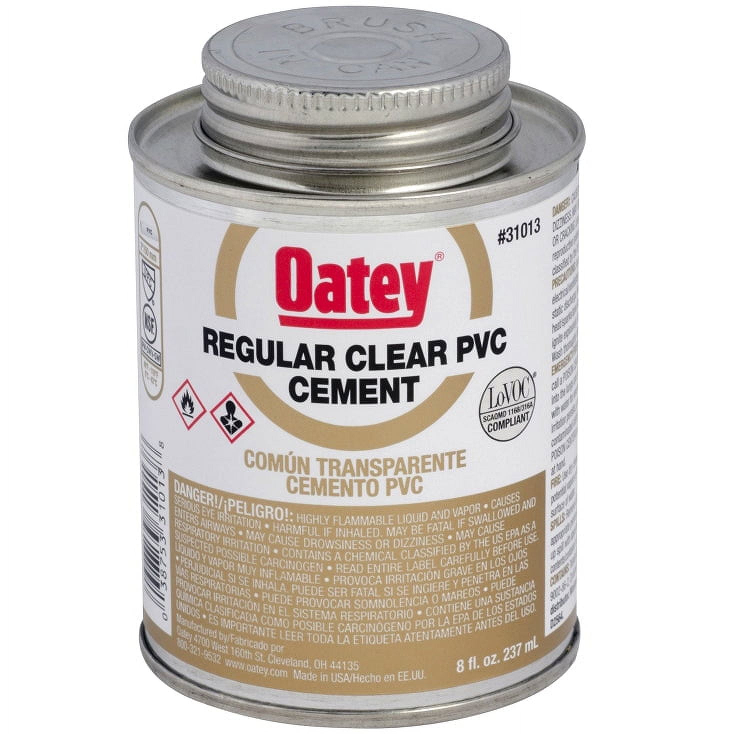 Oatey 31013 Regular Bodied PVC Pipe Cement, 8 Oz, Clear, Each - Walmart.com