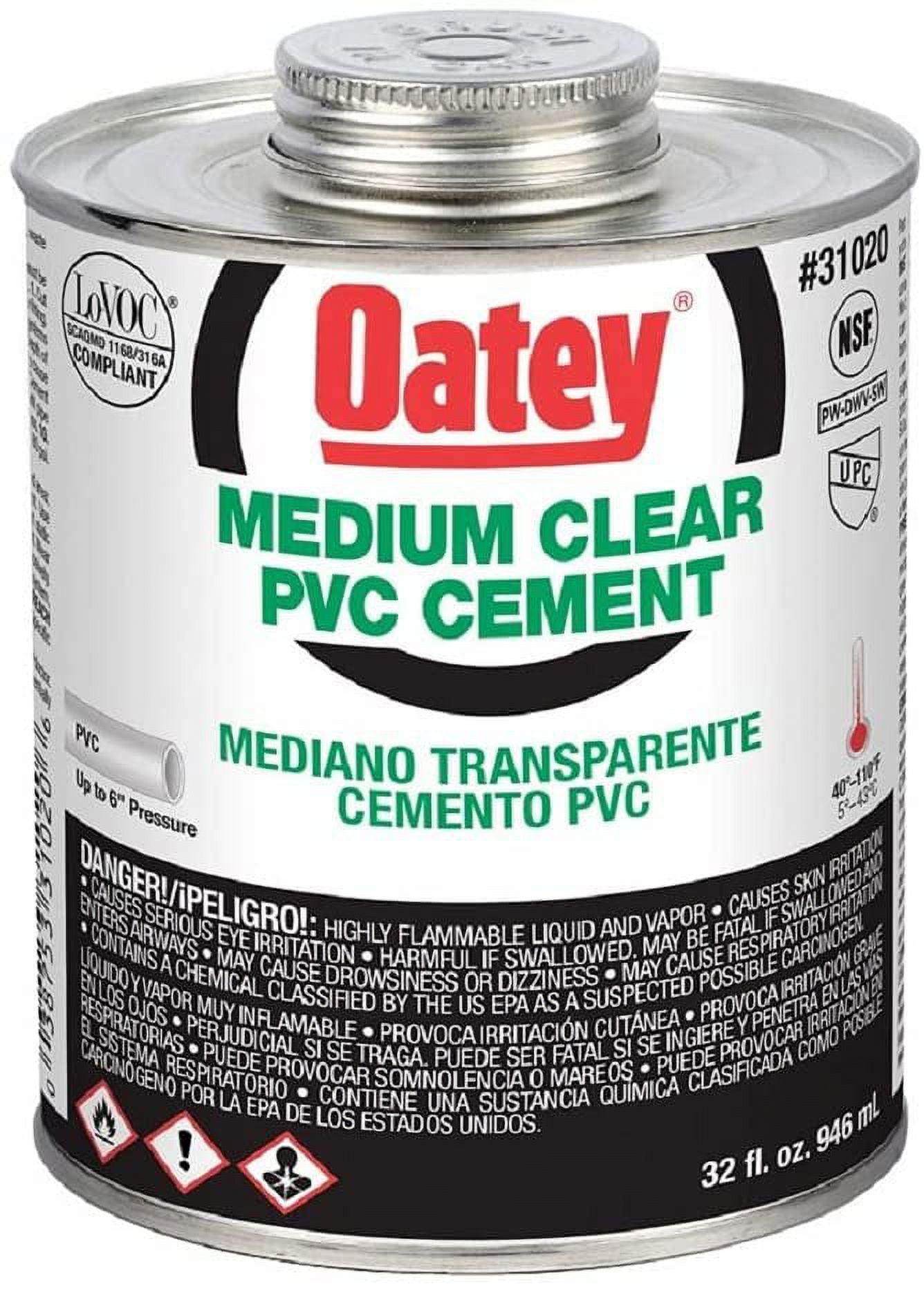 Oatey 31020, Medium Cement PVC, Clear Industrial Sealant, 32 oz ...