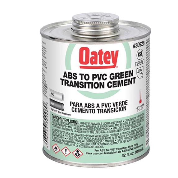 Oatey Green Transition Cement For ABS/PVC 32 oz - Walmart.com