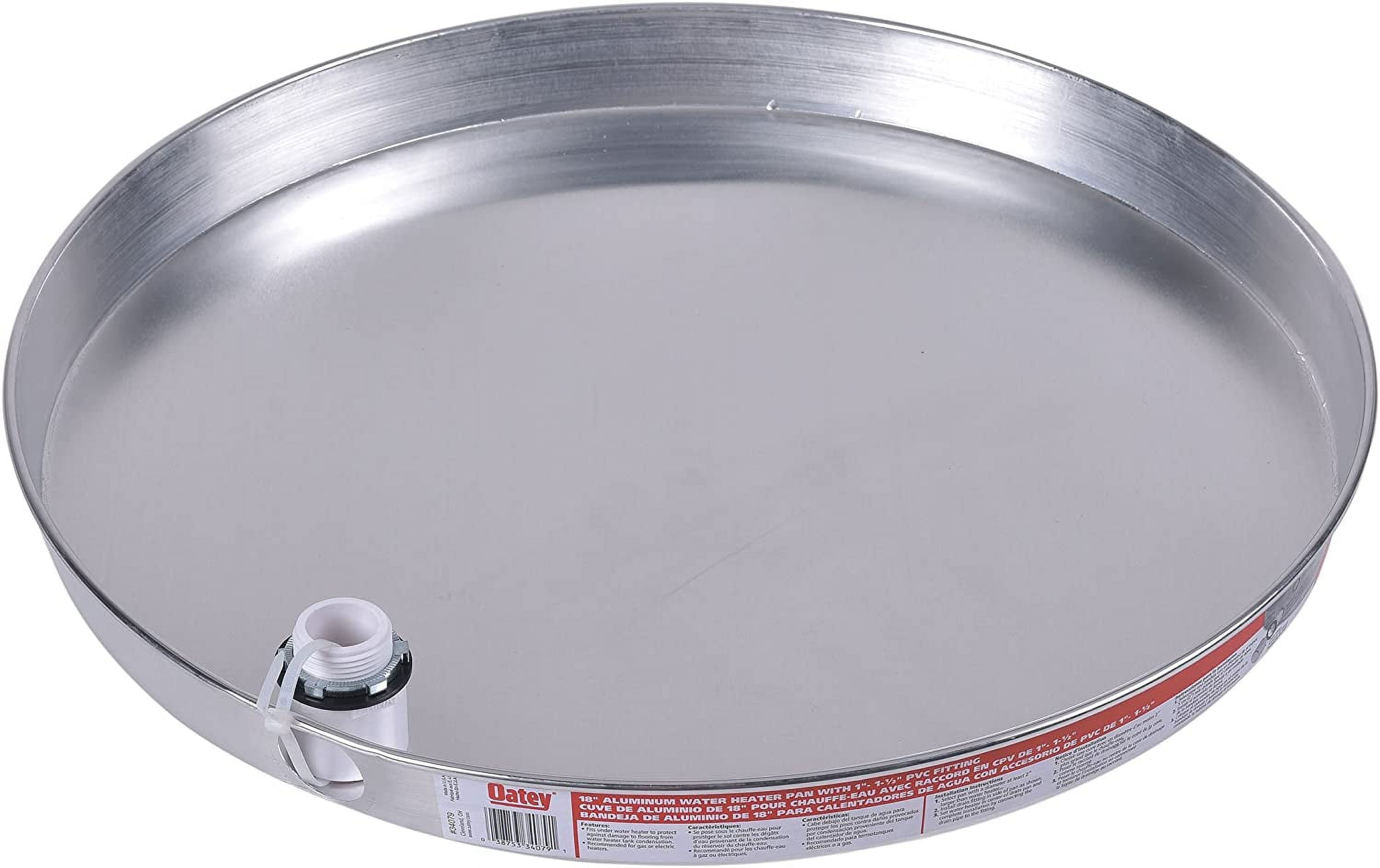 Oatey 18-Inch White/Aluminum Water Heater Pan with 1-Inch PVC Fitting ...